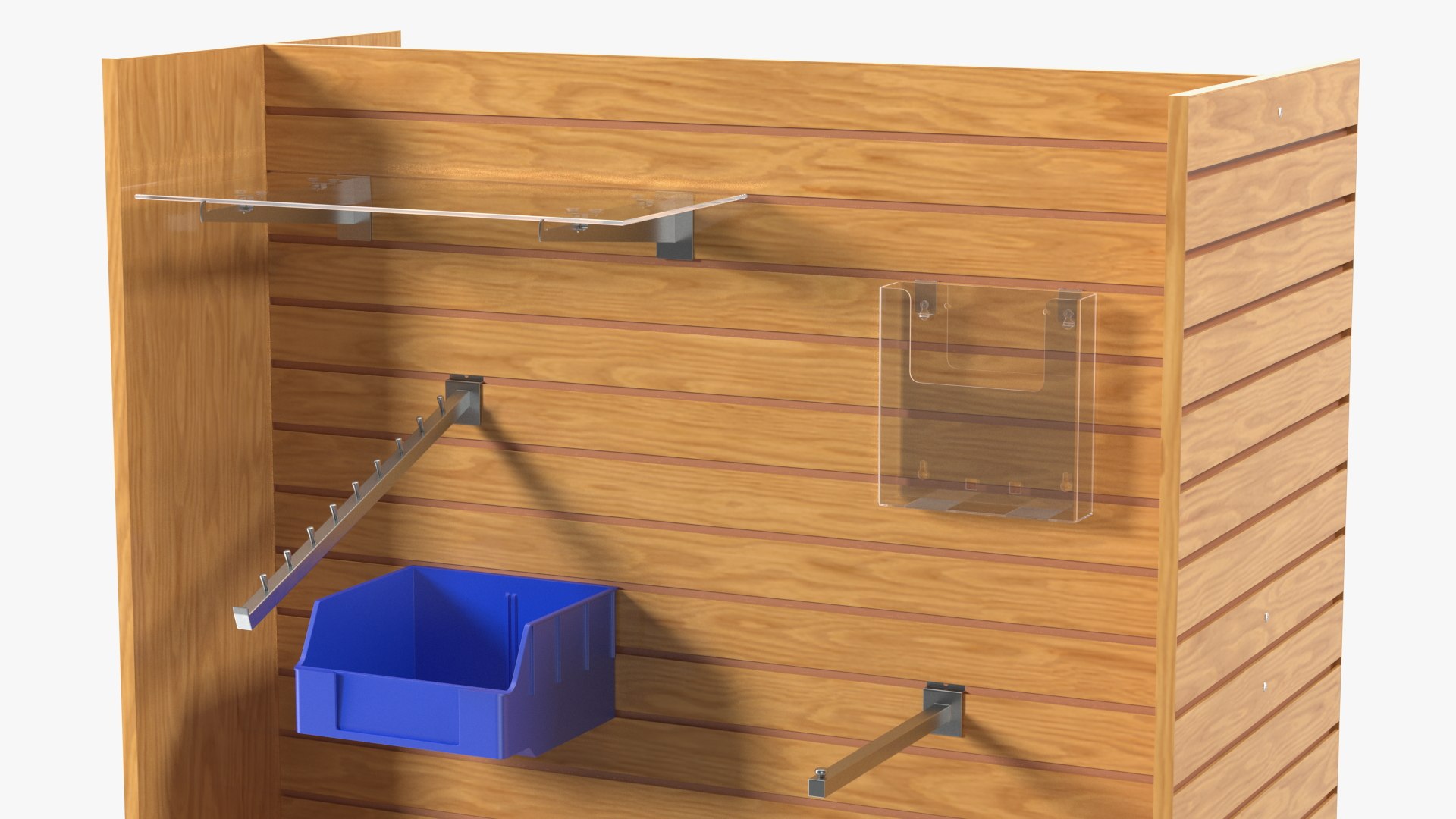 Display Stand Slatwall With Shelves Light Wood 3D Model - TurboSquid ...