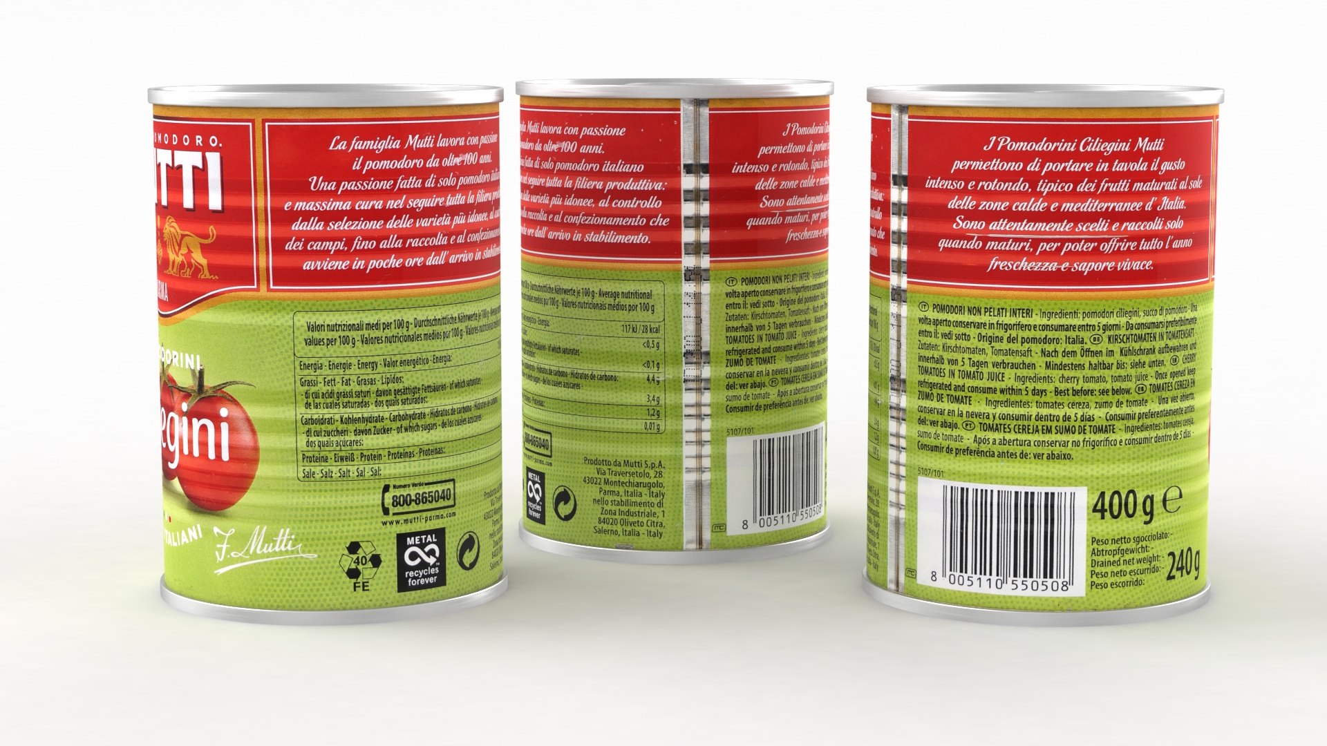 3D Food Can Mutti Cherry Tomatoes 400g 2021 model - TurboSquid 1784210