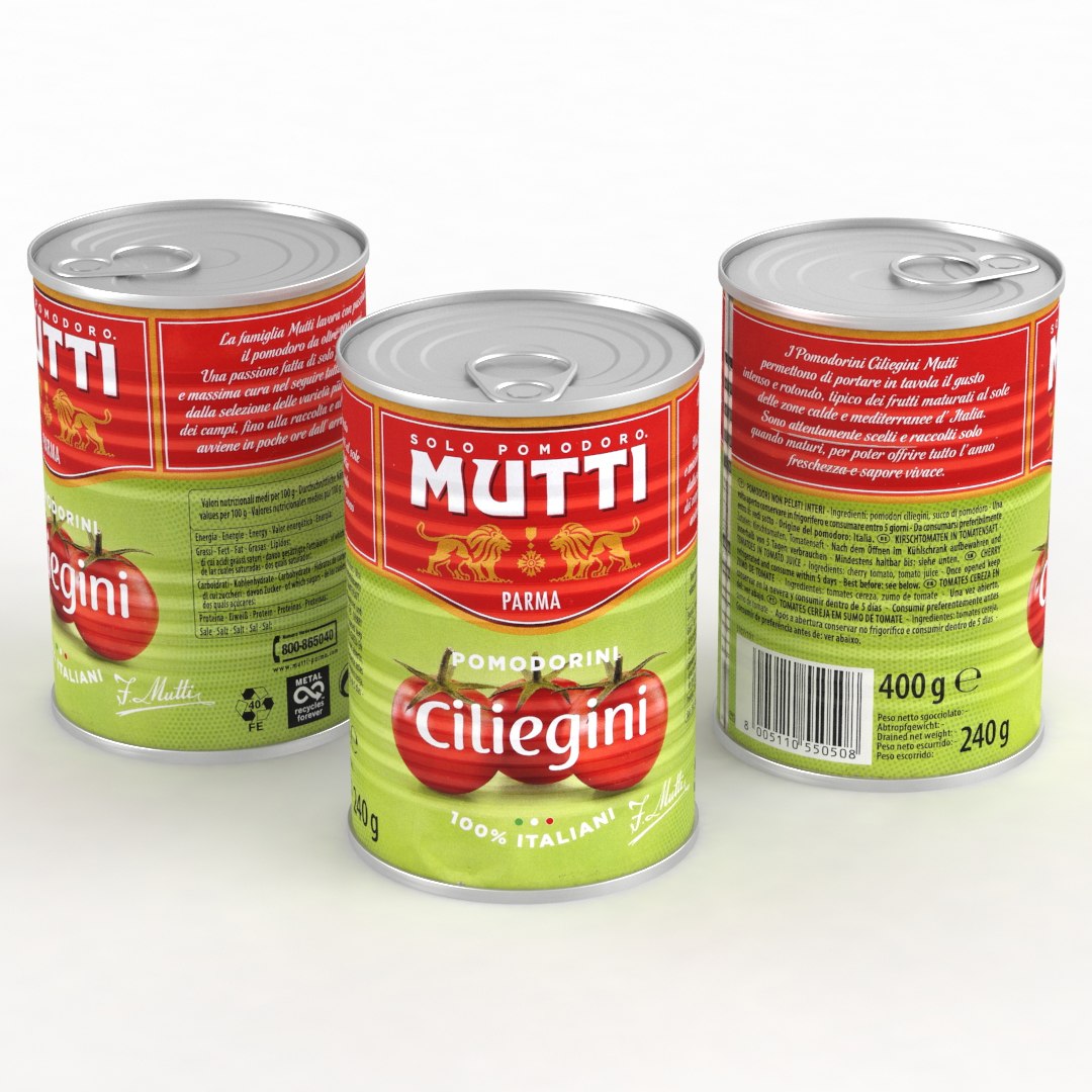 3D Food Can Mutti Cherry Tomatoes 400g 2021 model - TurboSquid 1784210