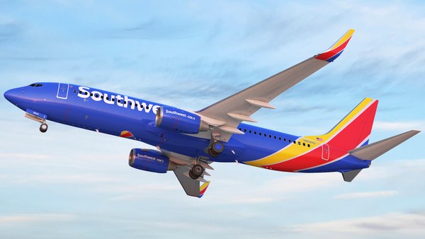 modelo 3d Boeing 737-800 de Southwest con cabina de mando e interior ...