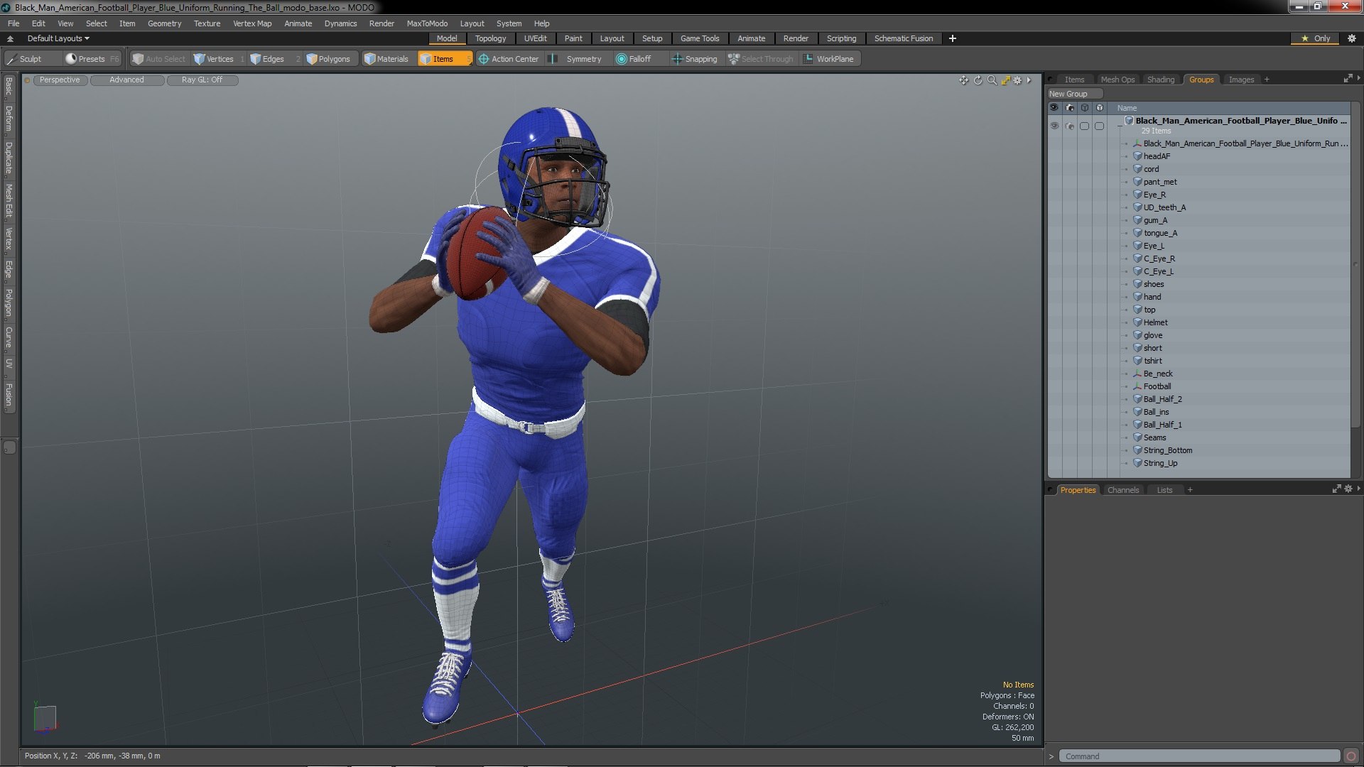 3D Black Man American Football Player Blue Uniform Running The Ball ...