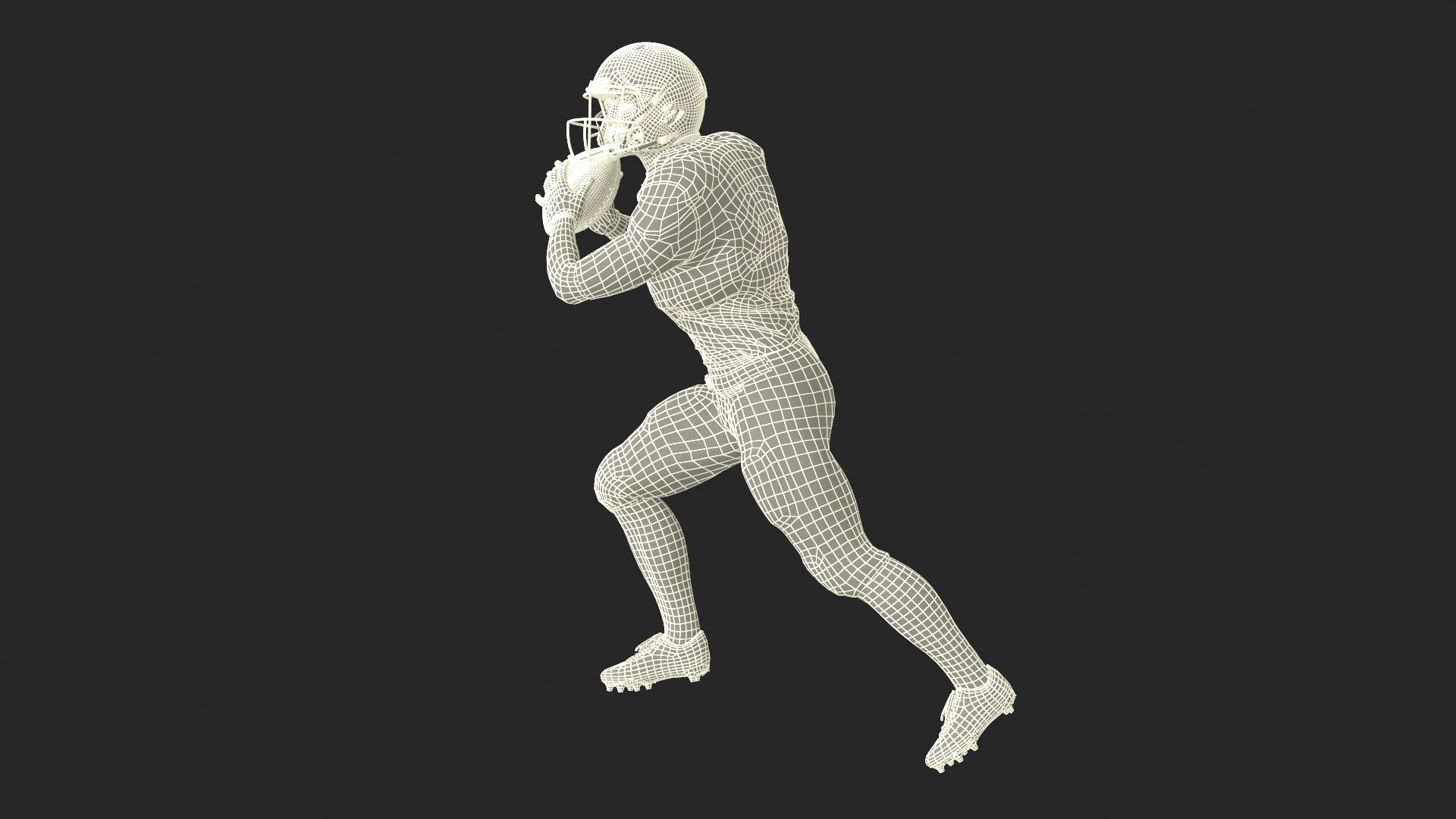 3D Black Man American Football Player Blue Uniform Running The Ball ...