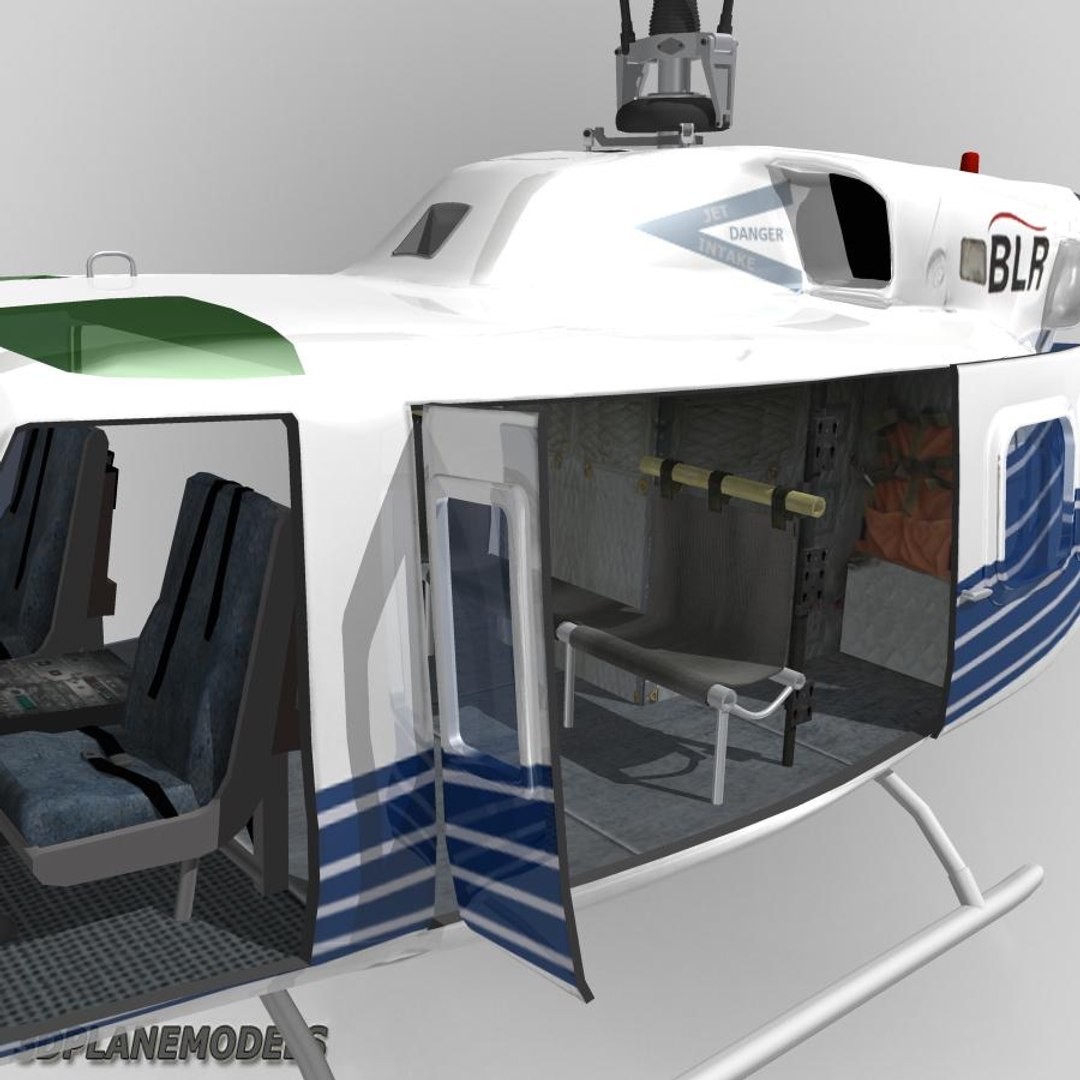 Bell 212 Huey Helicopter 3d Model
