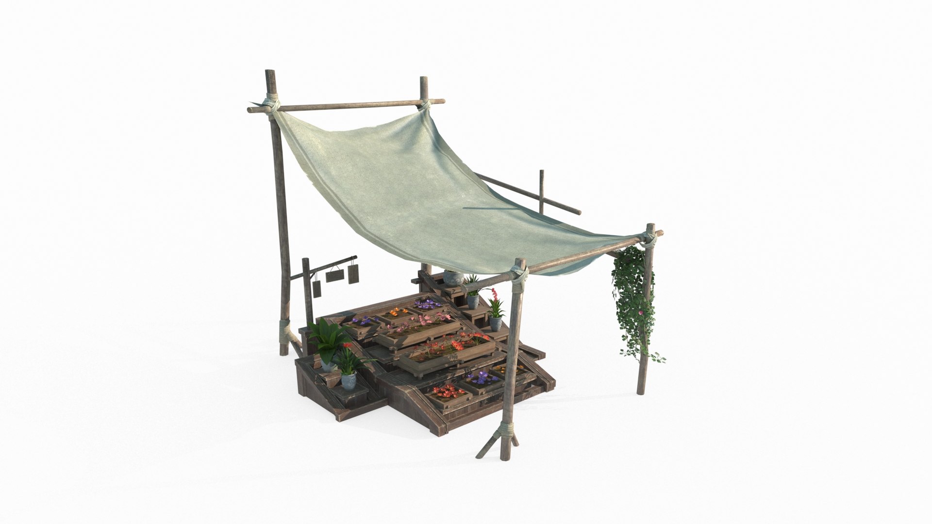Ancient Asian Roadside Flower Stalls 3D Model - TurboSquid 2116072