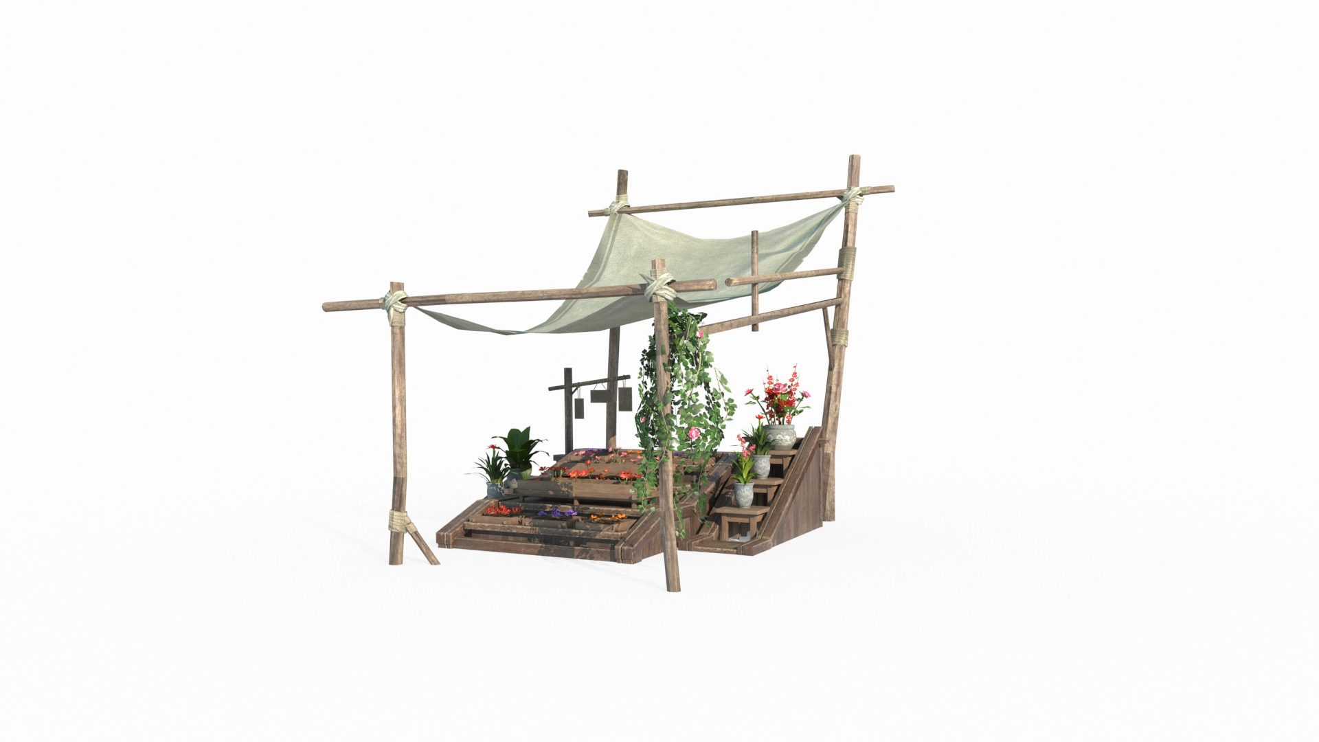 Ancient Asian Roadside Flower Stalls 3D Model - TurboSquid 2116072