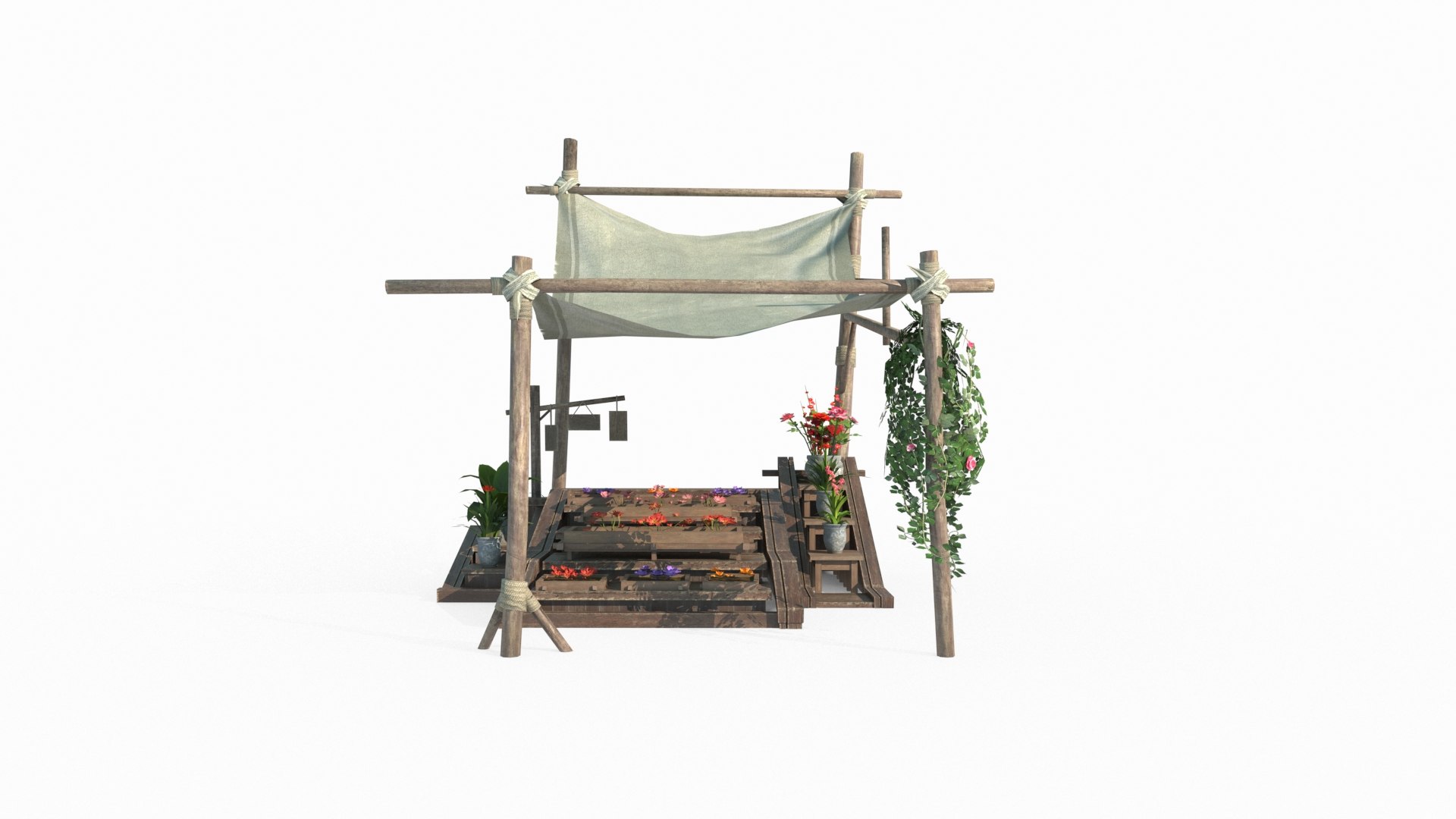 Ancient Asian Roadside Flower Stalls 3D Model - TurboSquid 2116072