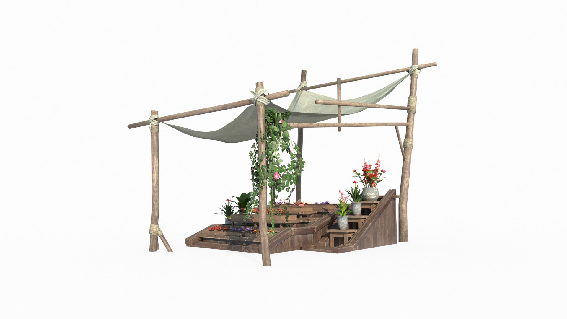 Ancient Asian Roadside Flower Stalls 3D Model - TurboSquid 2116072