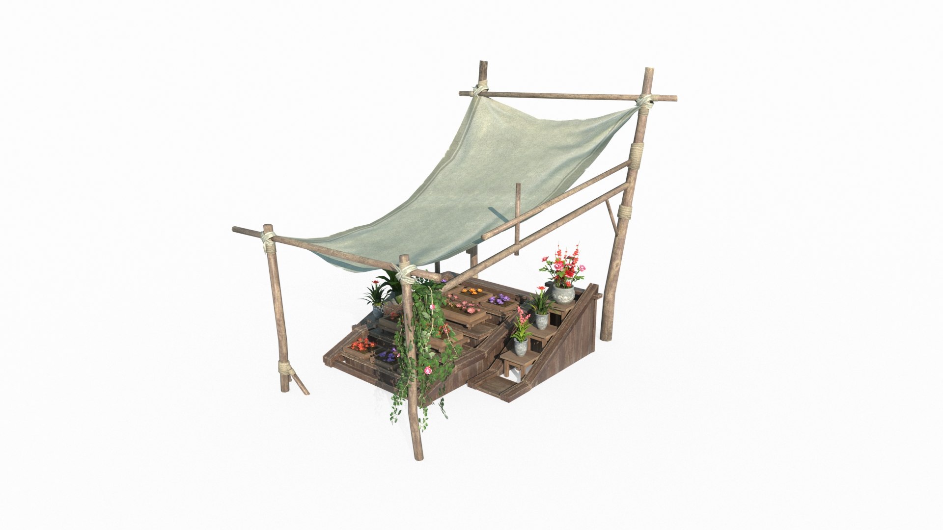 Ancient Asian Roadside Flower Stalls 3D Model - TurboSquid 2116072