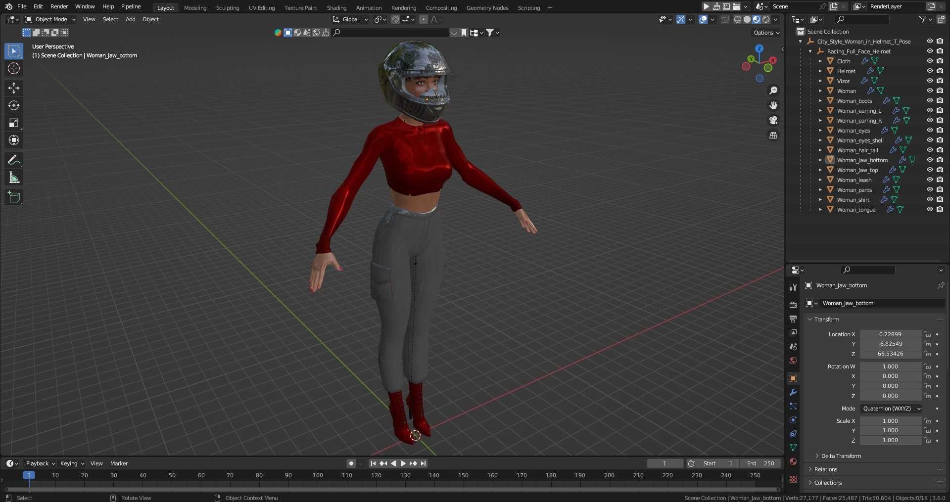 City Style Woman In Helmet T Pose 3D - TurboSquid 2367744