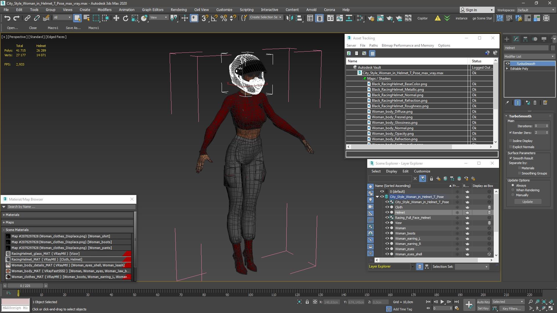 City Style Woman In Helmet T Pose 3D - TurboSquid 2367744