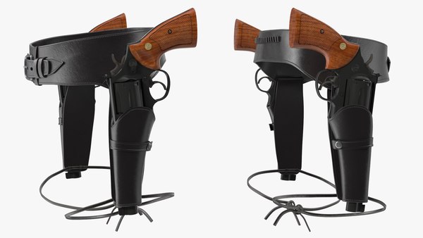 3D Double Gun Belt Black with Revolvers - TurboSquid 1774108