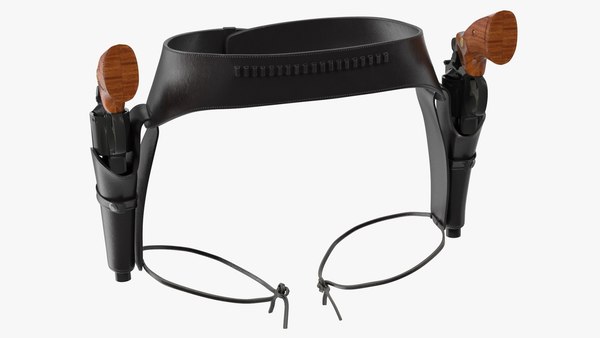 3D Double Gun Belt Black with Revolvers - TurboSquid 1774108