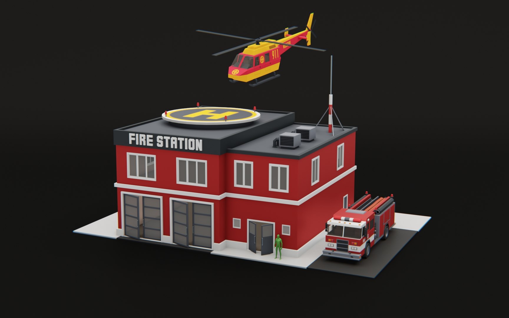 Fire Station City Building 3D Model - TurboSquid 2152330
