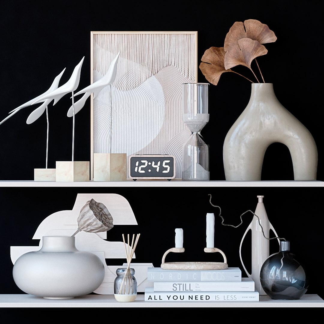 3D Shelves With Decor - TurboSquid 1787040