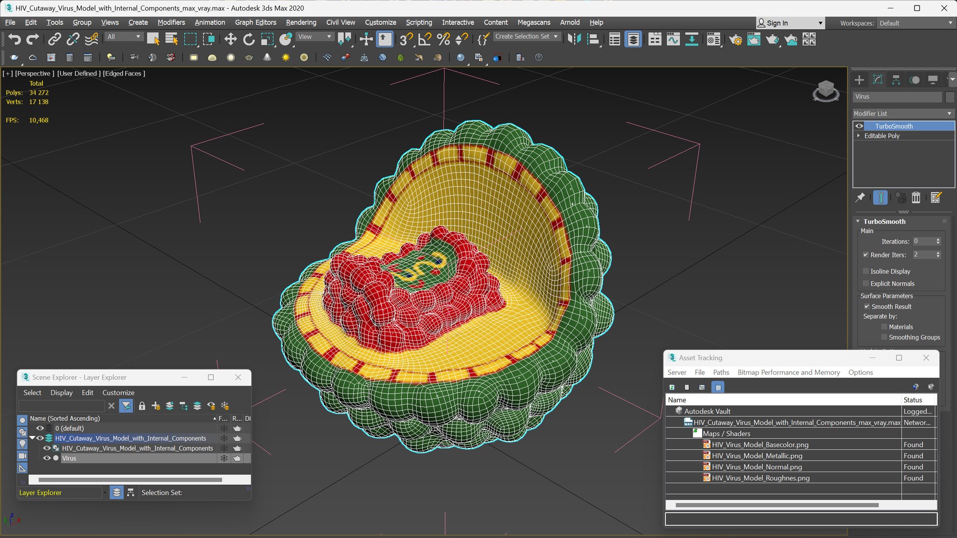 3D Model HIV Cutaway Virus Model With Internal Components - TurboSquid ...