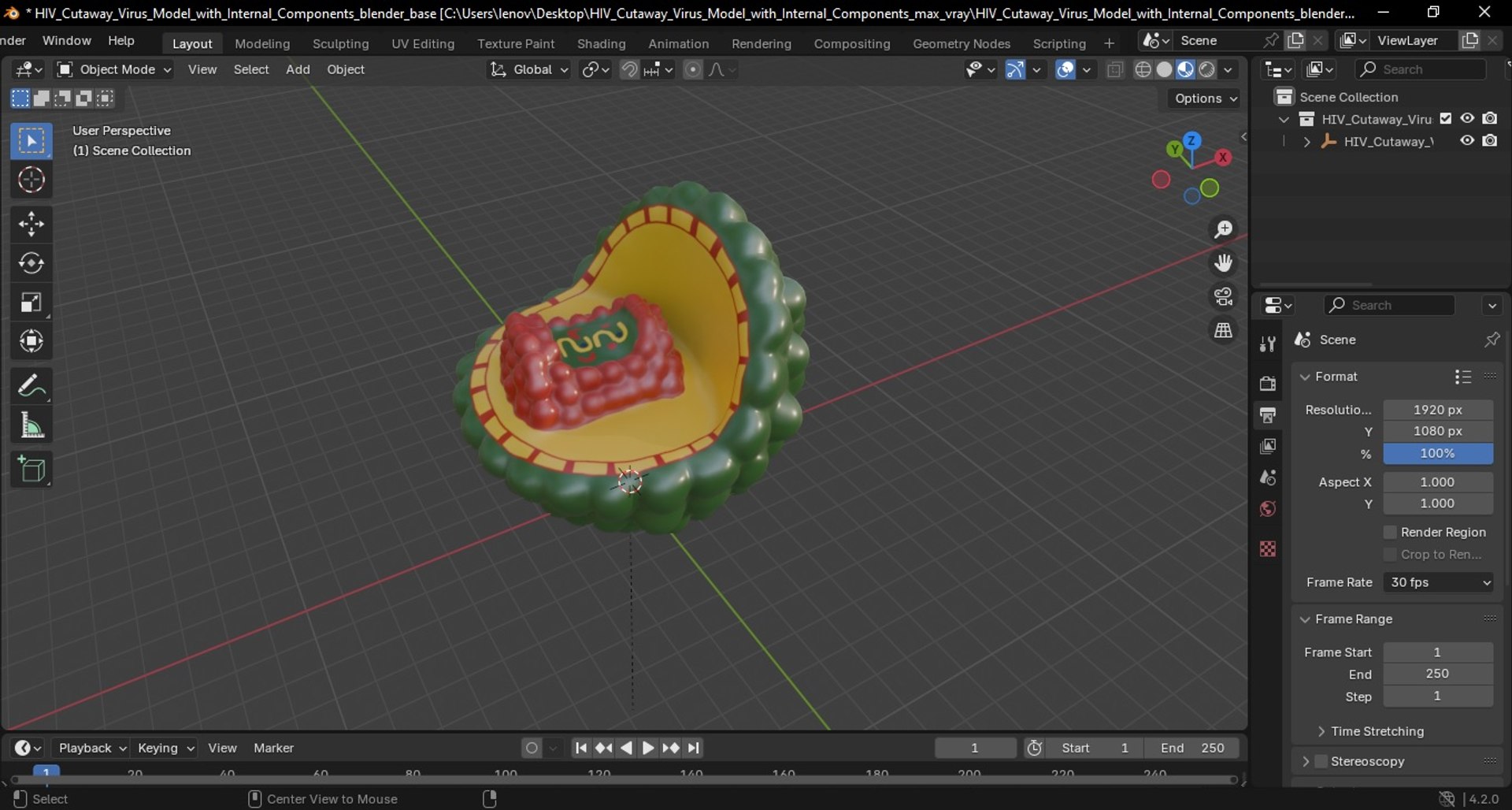 3D Model HIV Cutaway Virus Model With Internal Components - TurboSquid ...