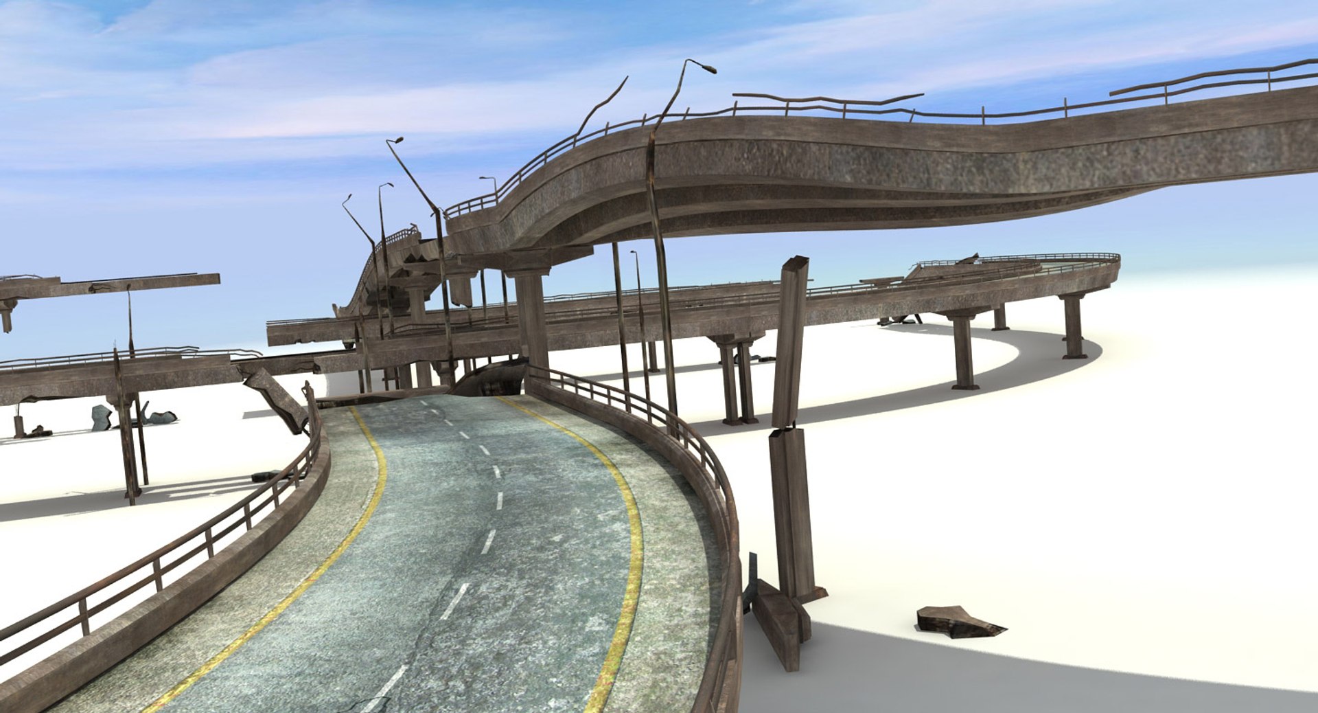 Ruined Highway Bridges 3d Model
