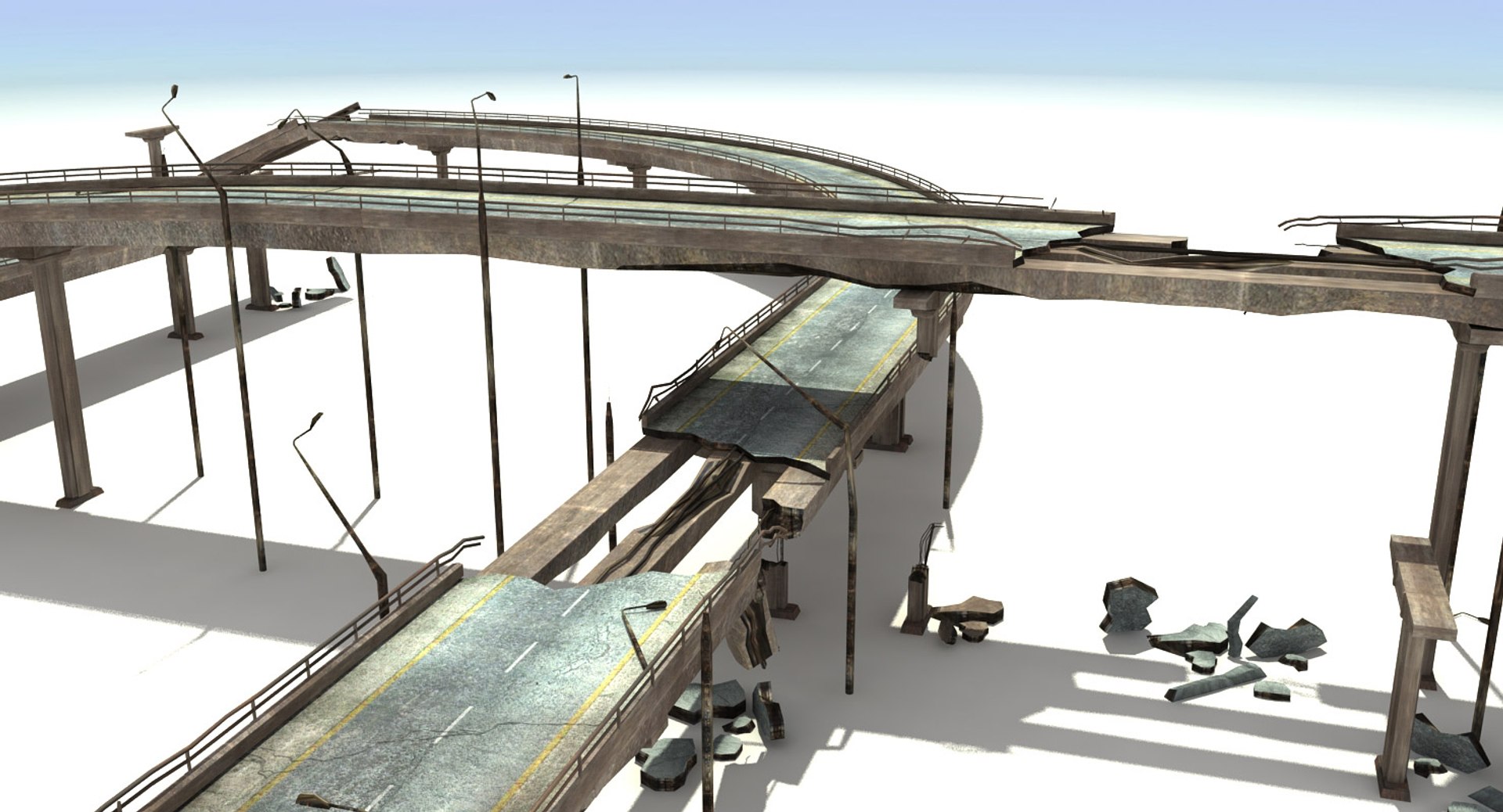 Ruined Highway Bridges 3d Model