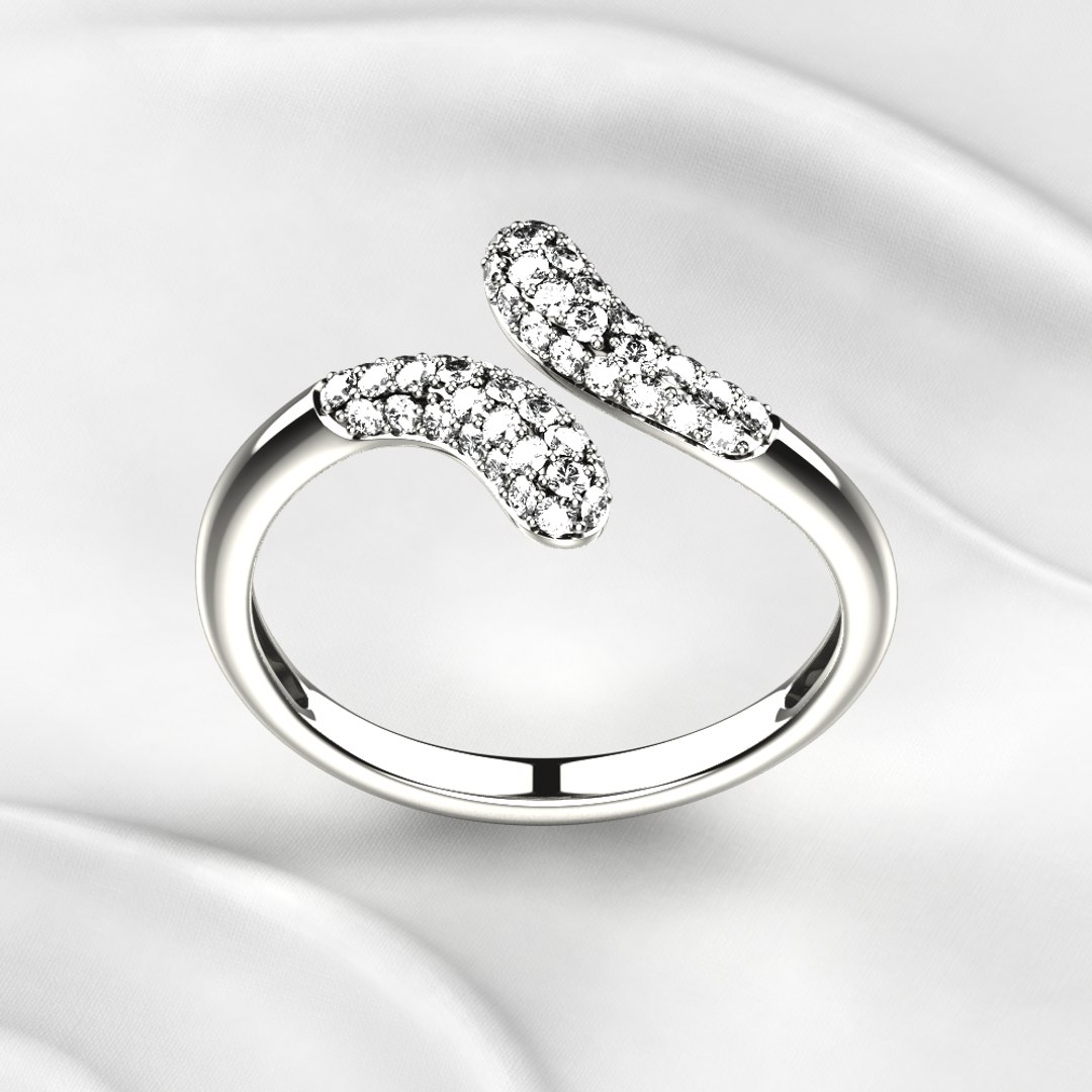 Pave Setting Gems Opened Gold Ring 3D - TurboSquid 1874092