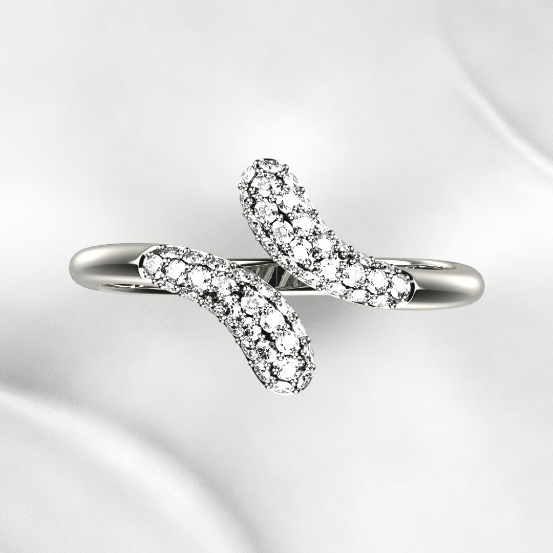 Pave Setting Gems Opened Gold Ring 3D - TurboSquid 1874092