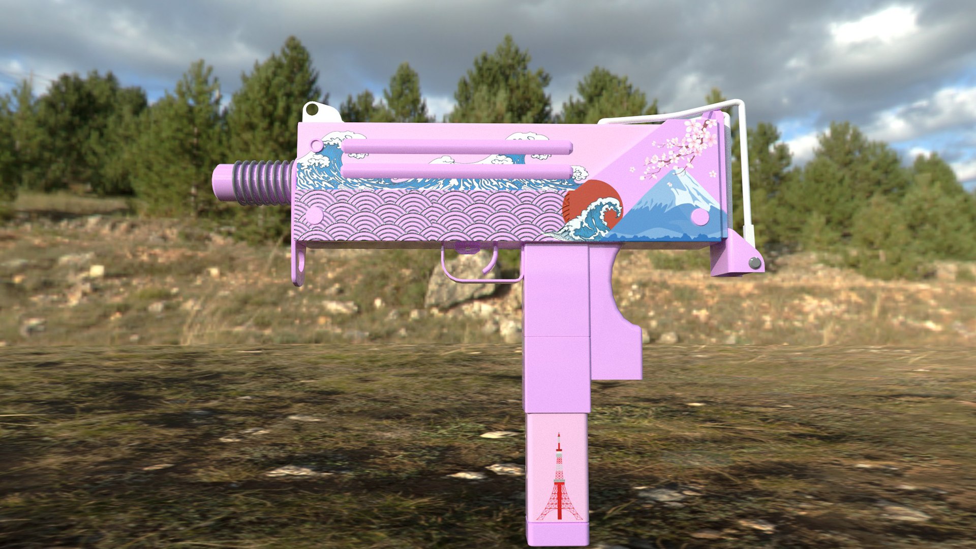 Japan Gun Pink 3D - TurboSquid 1894297