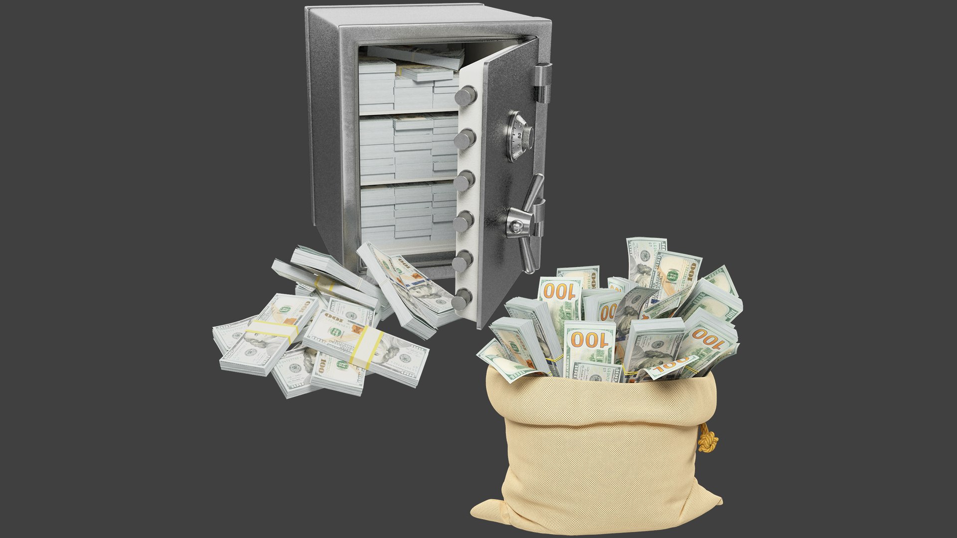 Safe and Money Bag Collection V3 model - TurboSquid 1937916