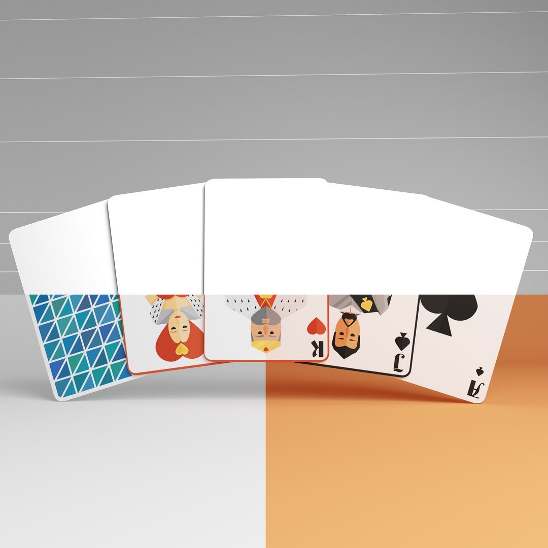 3D Playing Cards Set Of 5 Spread On Table- 3D Model Ready To Render ...