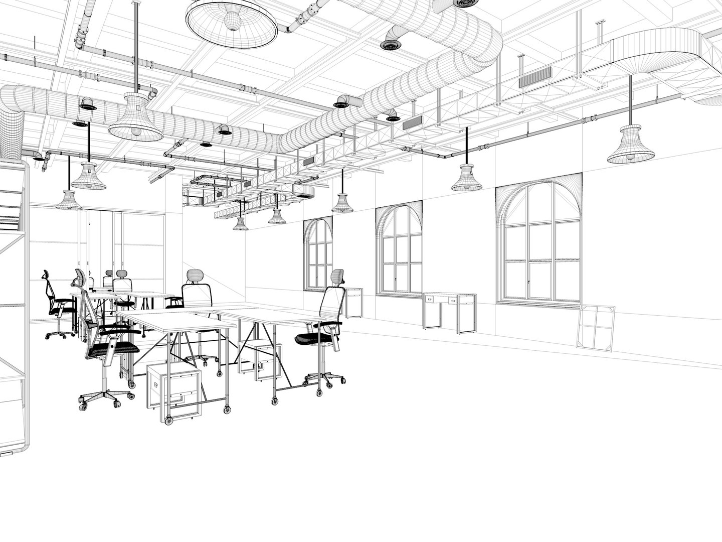 Loft office interior 3 3D model - TurboSquid 2101360
