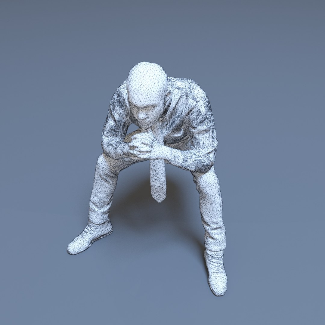 3d black man sitting people model