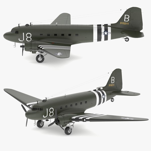 modelo 3d Douglas C-47 Skytrain con cabina e interior - TurboSquid 2158118