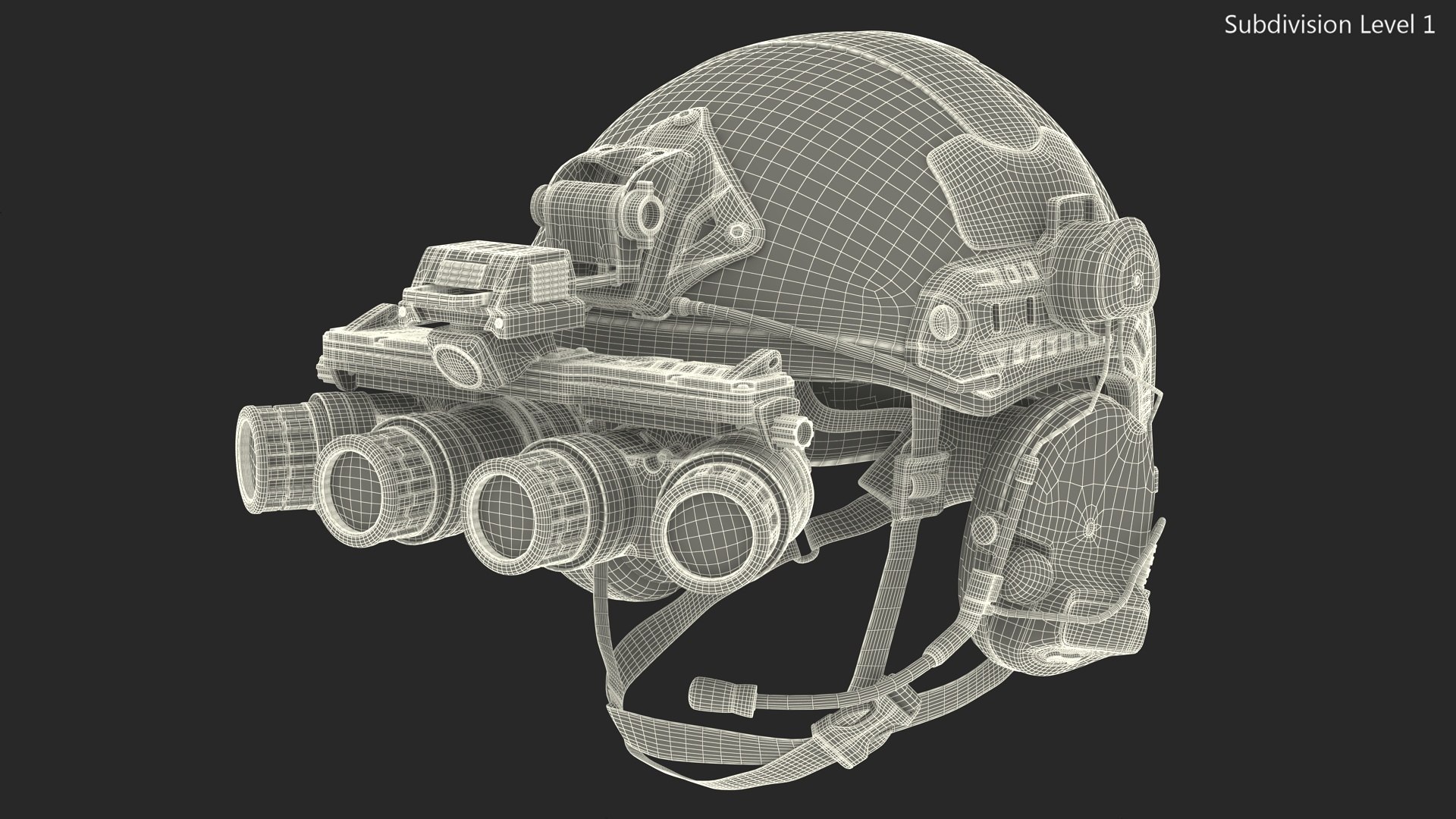 3D Model Helmet With Night Vision Goggles Grey Camo Fur For Cinema 4D ...