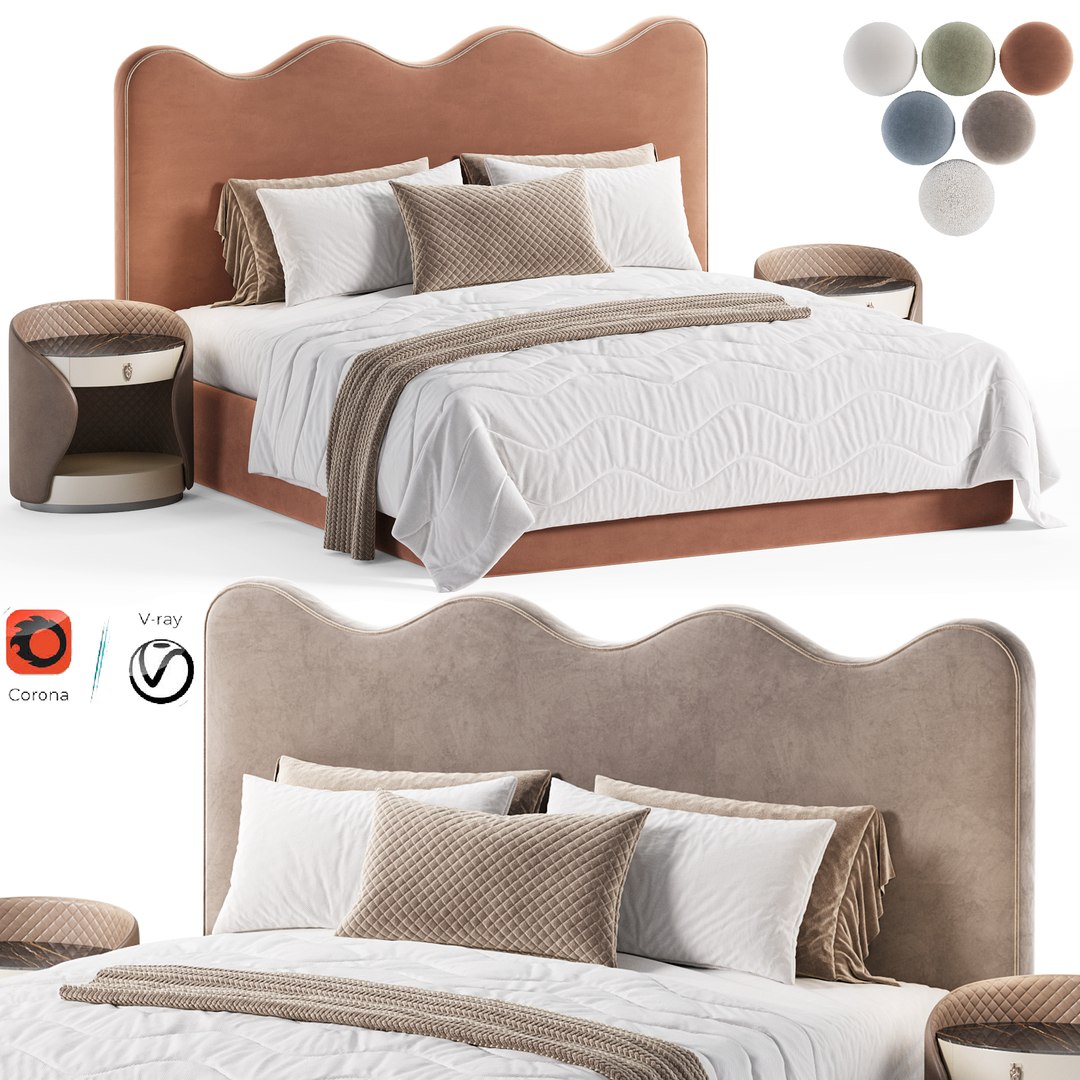 3D Beatrix Bed Model - TurboSquid 2387615