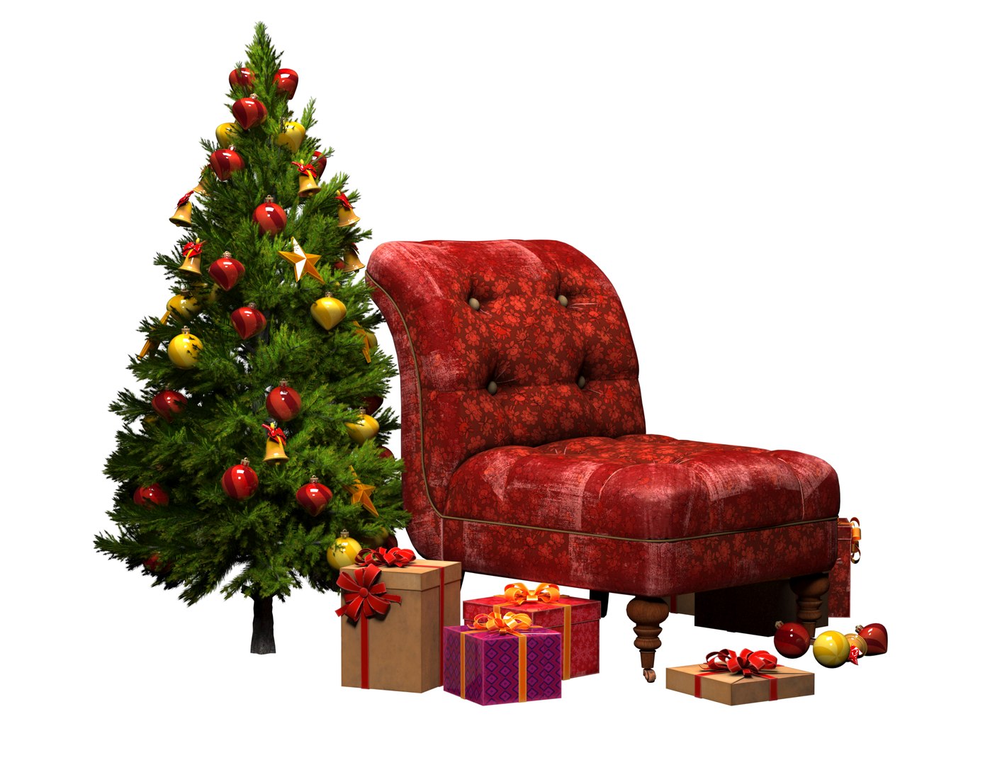 Santa Chair Santa Claus Chair 3D Model - TurboSquid 2328351