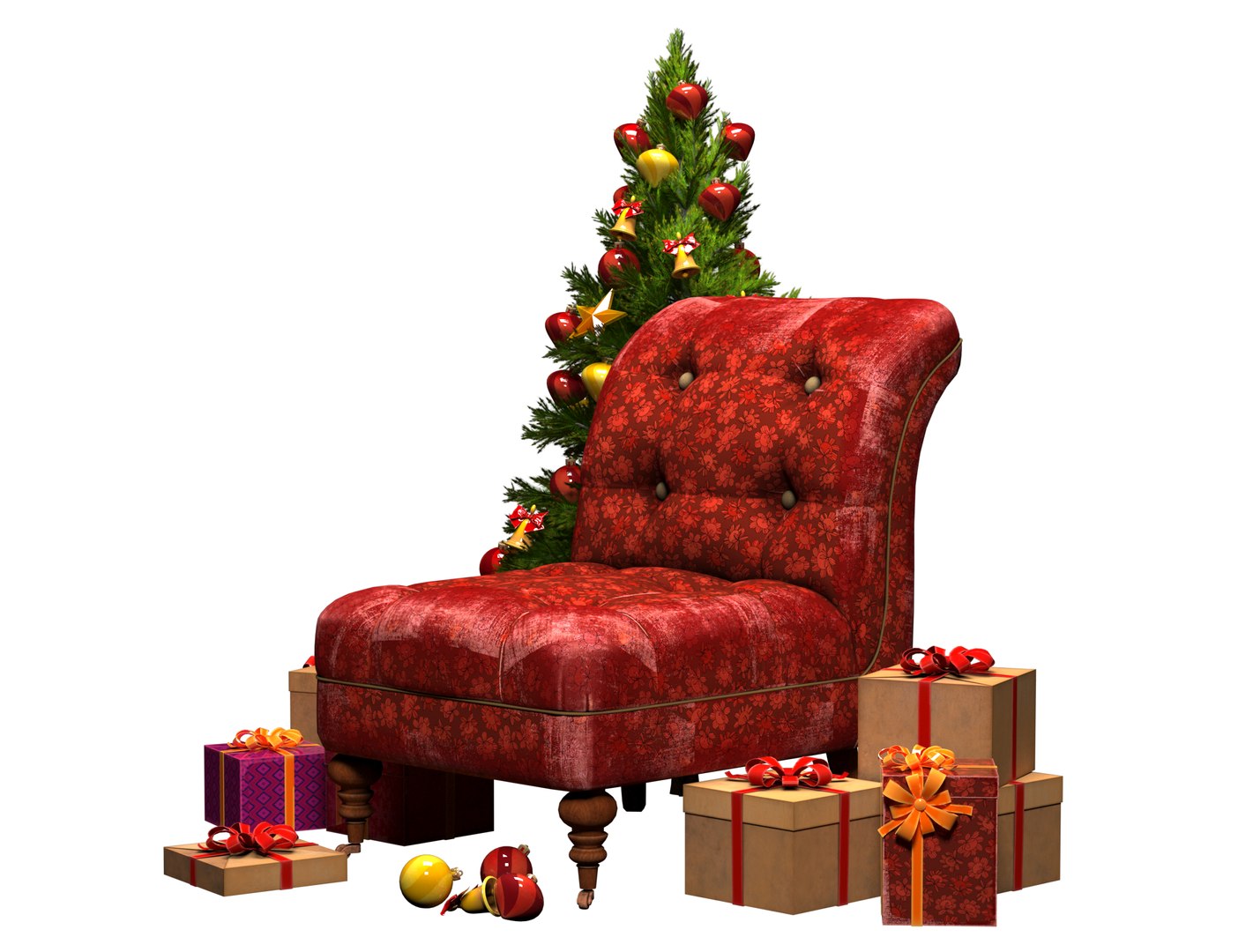 Santa Chair Santa Claus Chair 3D Model - TurboSquid 2328351