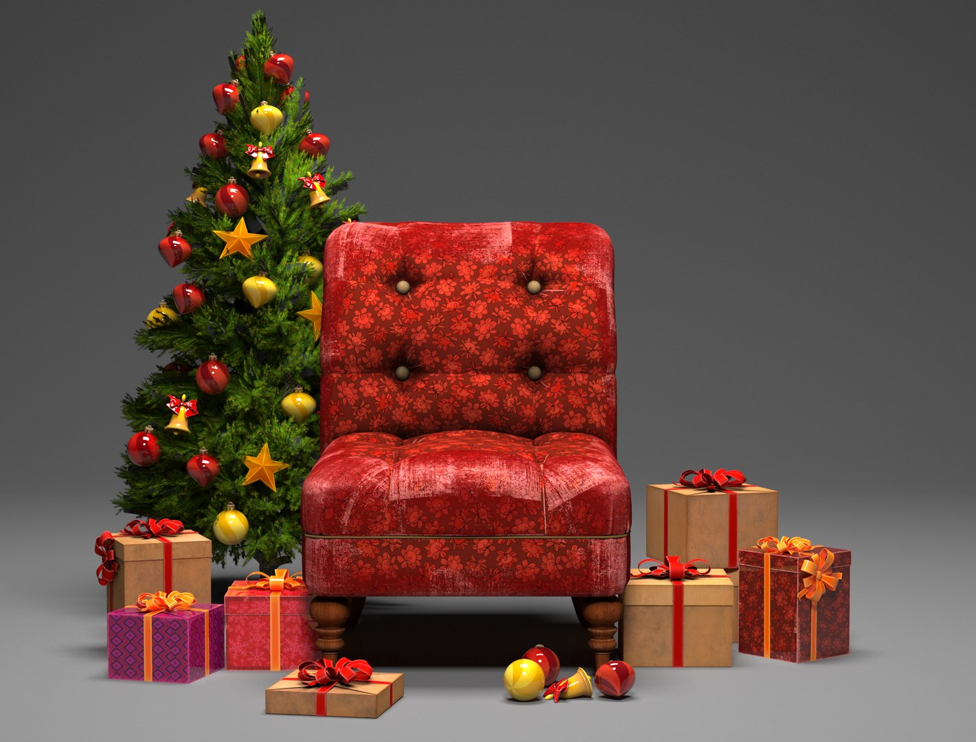 Santa Chair Santa Claus Chair 3D Model - TurboSquid 2328351