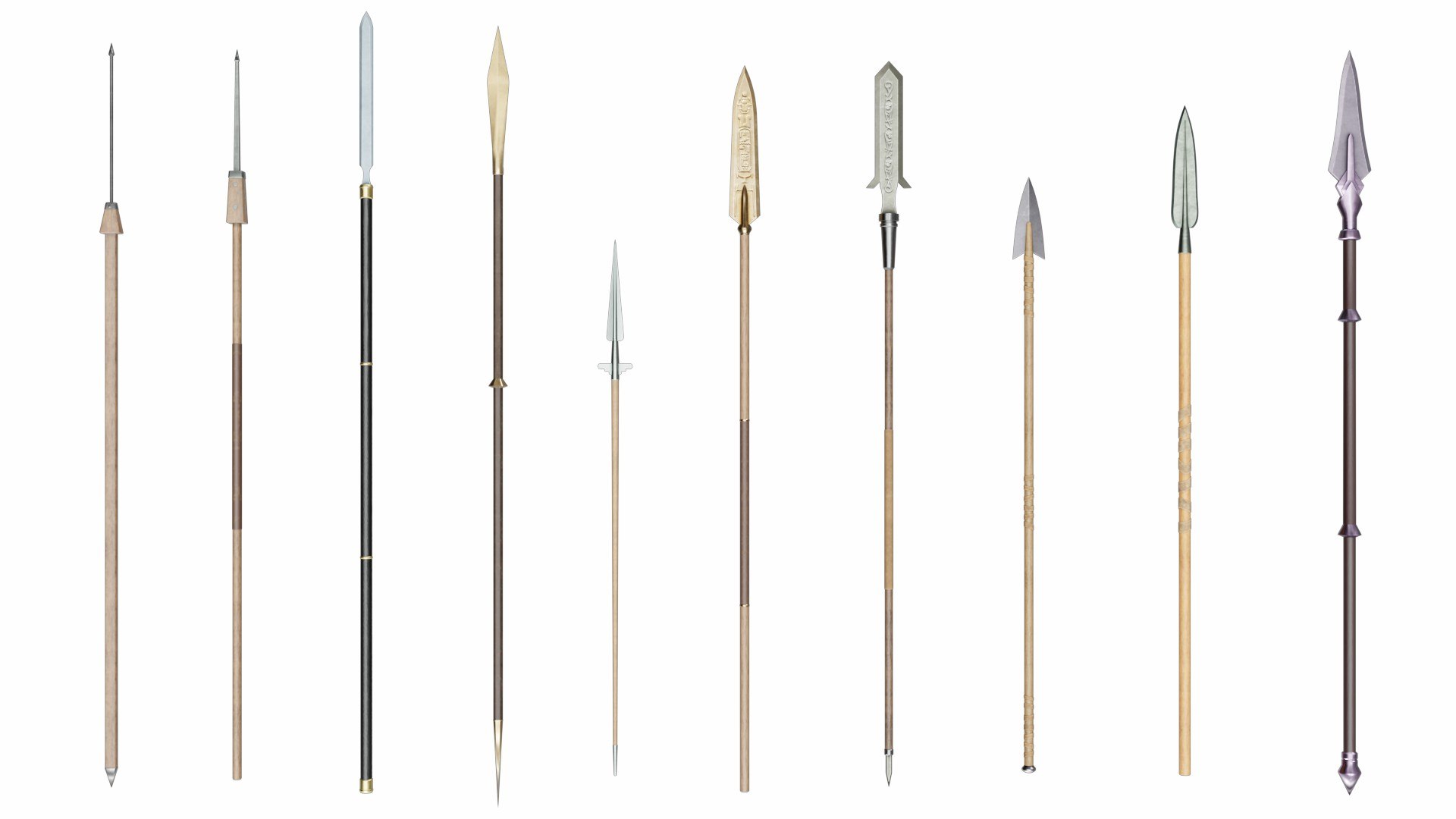 3D Collection of 10 spears - TurboSquid 2090344