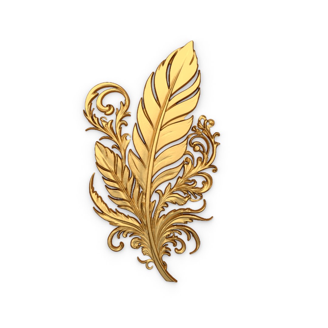 Feather decor set wall mural 01 3D - TurboSquid 2172342