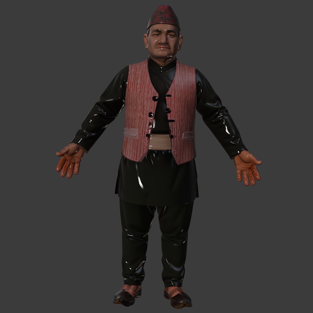 3D Nepali Male 3D Character Traditional Outfit Unrigged Model ...
