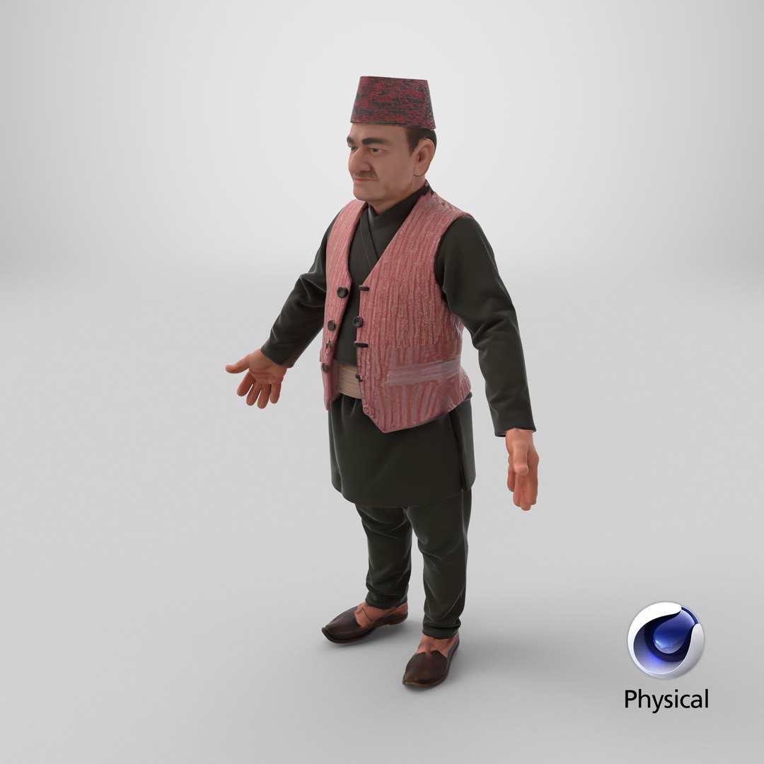 3D Nepali Male 3D Character Traditional Outfit Unrigged Model ...
