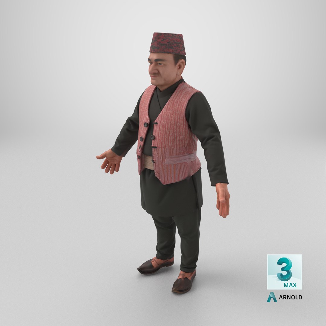 3D Nepali Male 3D Character Traditional Outfit Unrigged Model ...