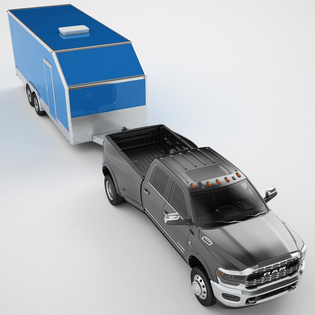 3D Dodge Ram 3500 HD 2021 Car Hauler Trailer 04 - TurboSquid 2112797