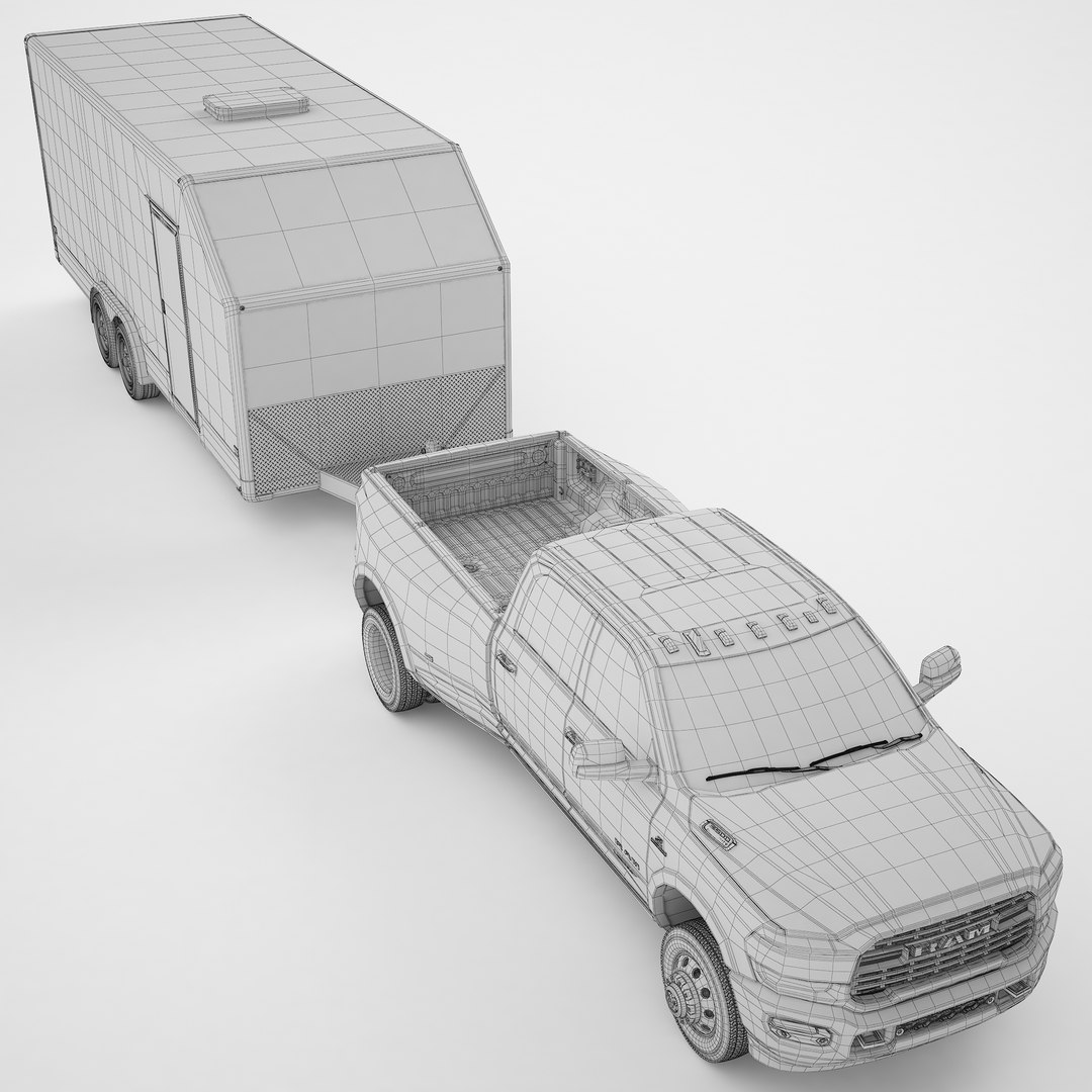 3D Dodge Ram 3500 HD 2021 Car Hauler Trailer 04 - TurboSquid 2112797