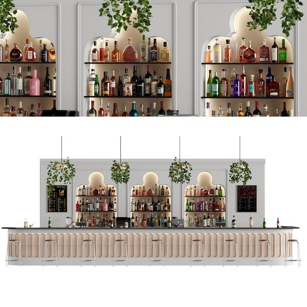 Bar 12 Hotle Bar 110 Bottles Bar Objects 3D model - TurboSquid 1987723