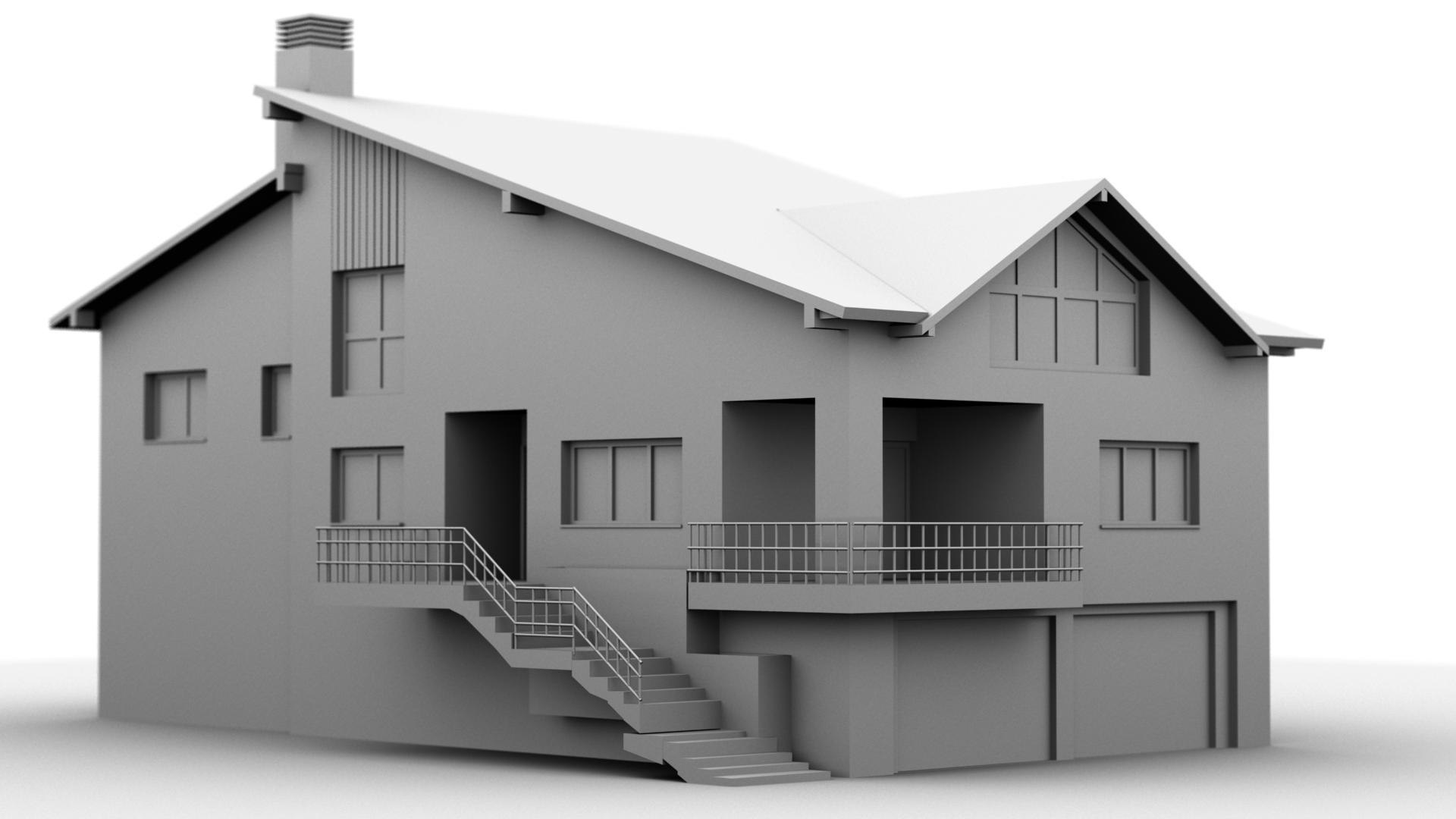 Detached House 3d Model