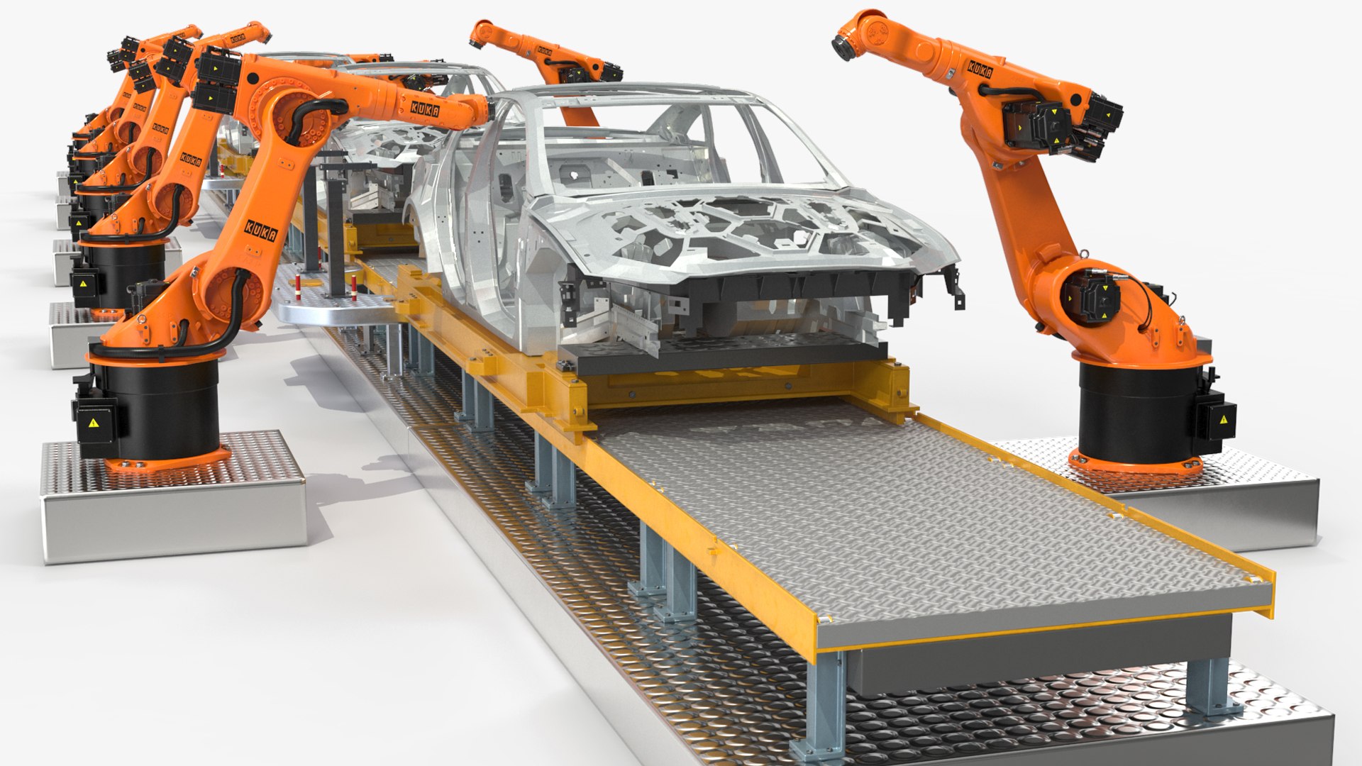 Automated Car Body Assembly Line With Robotic Arms Model - TurboSquid ...