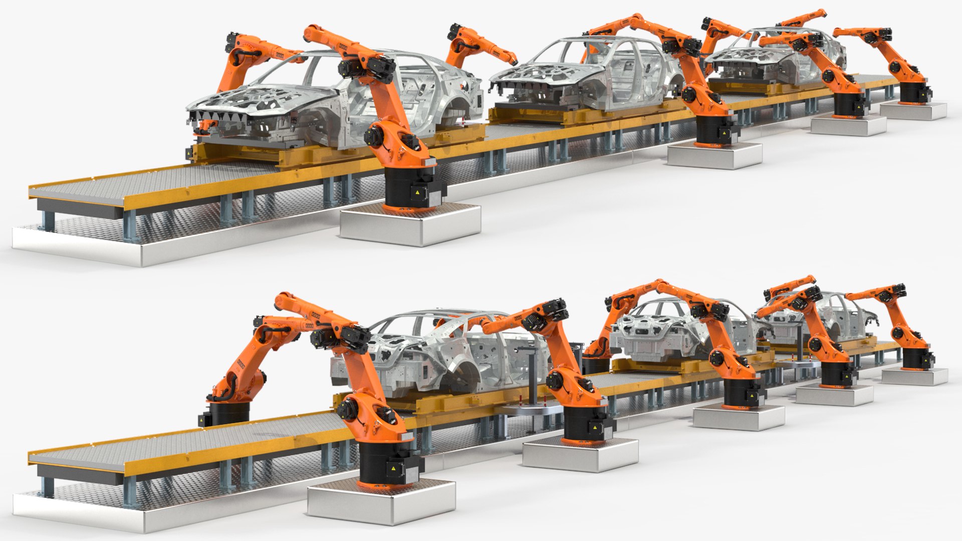 Automated Car Body Assembly Line With Robotic Arms Model - TurboSquid ...