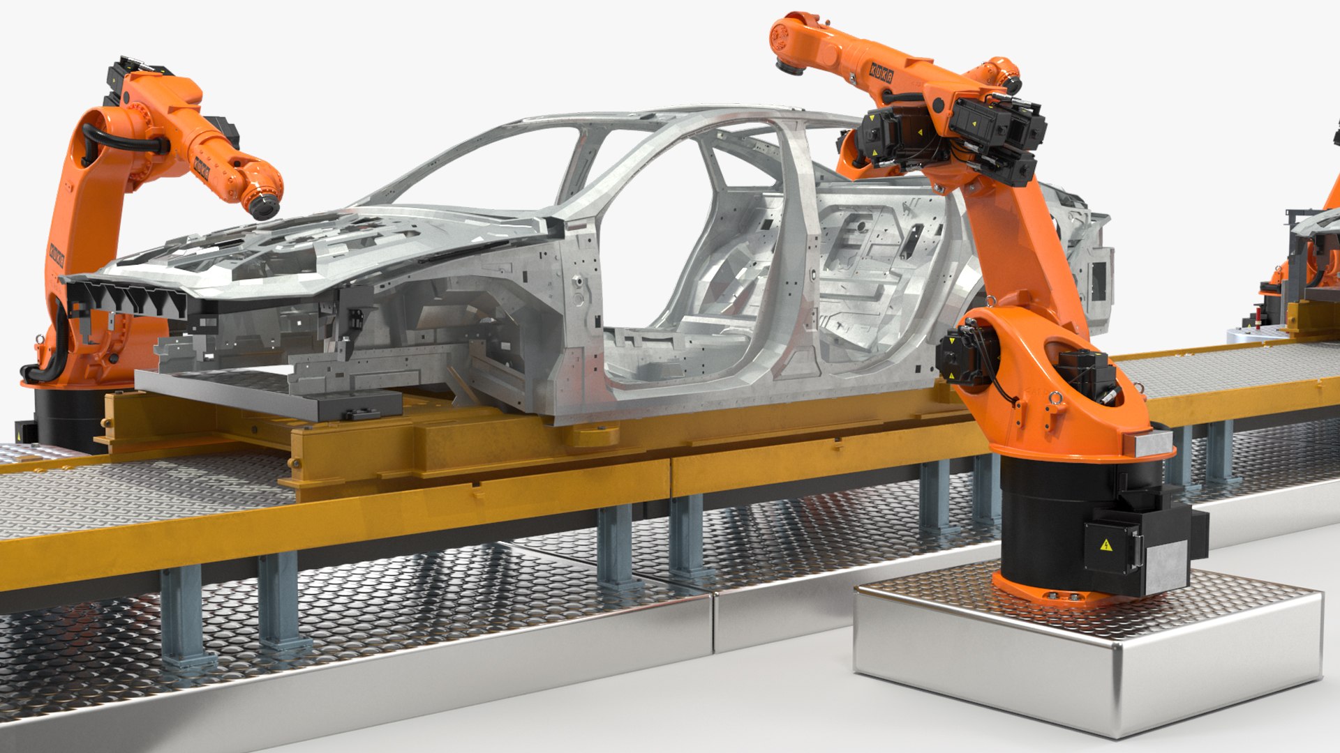 Automated Car Body Assembly Line With Robotic Arms Model - TurboSquid ...