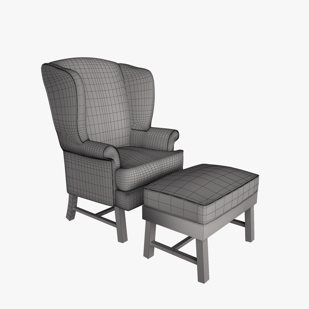 3D chair ottoman style model - TurboSquid 1698048