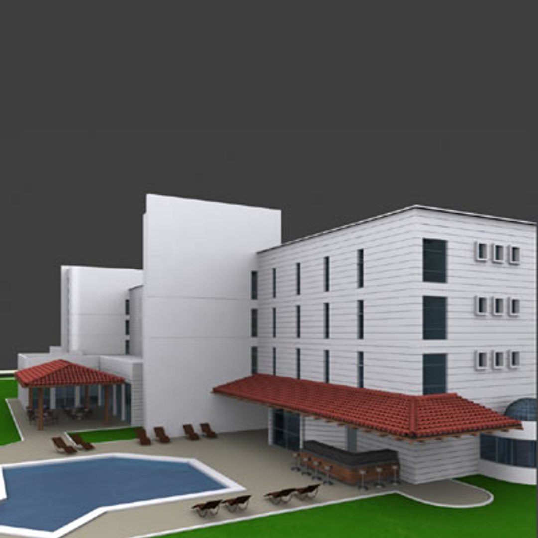Building Exterior Hotel 3d Max