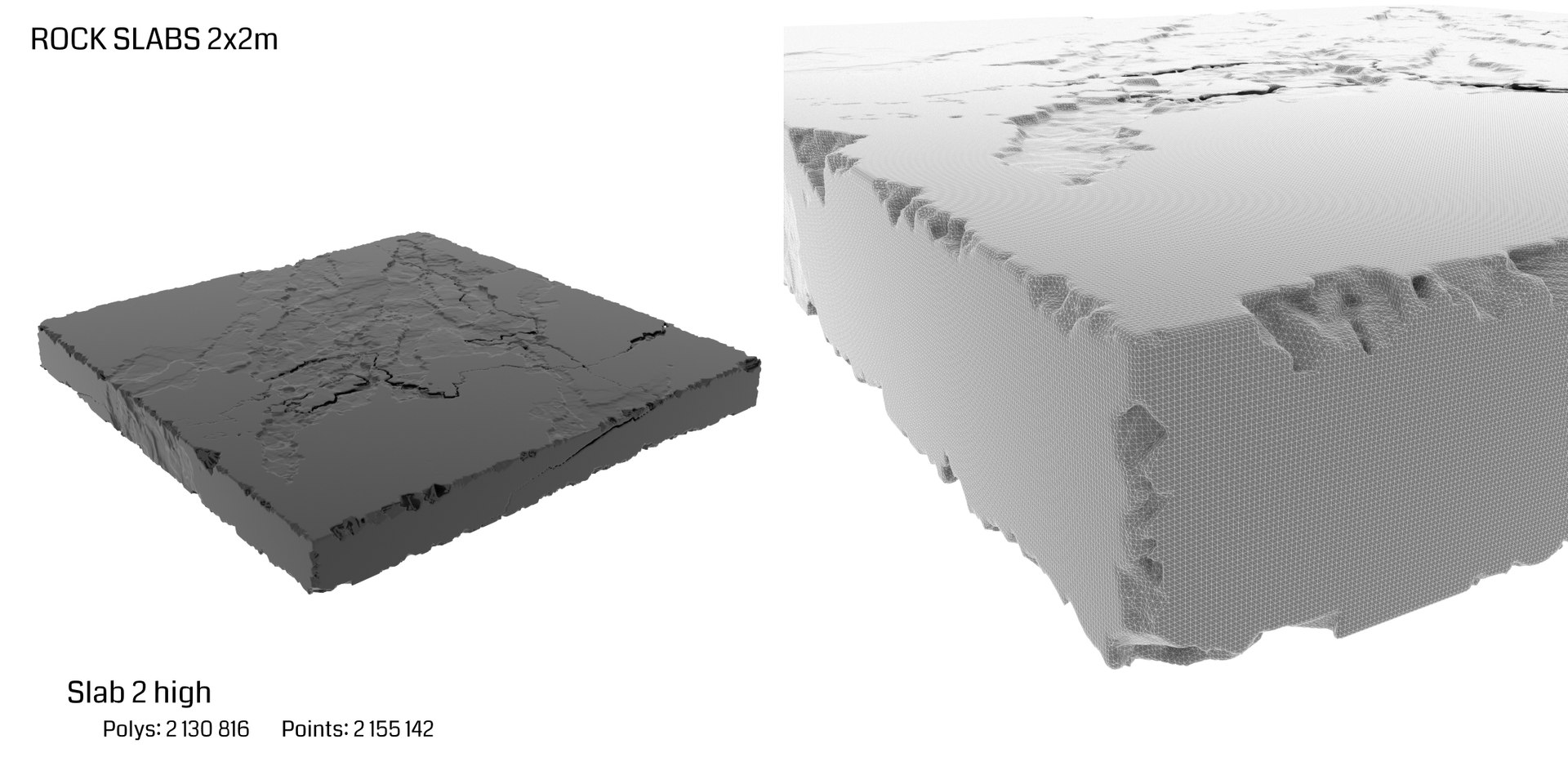 Rock slabs 2x2m 3D model - TurboSquid 2181696